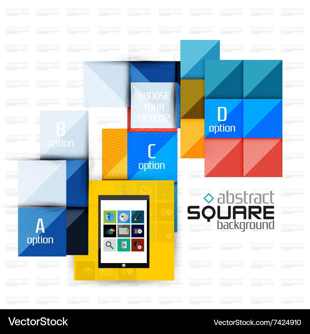 Geometric square shapes and infographic option Vector Image