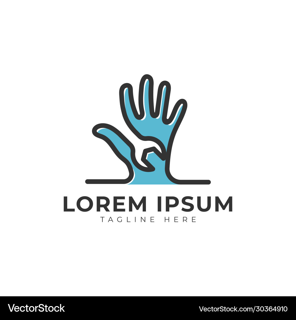 Help repair with hand wrench logo icon Royalty Free Vector