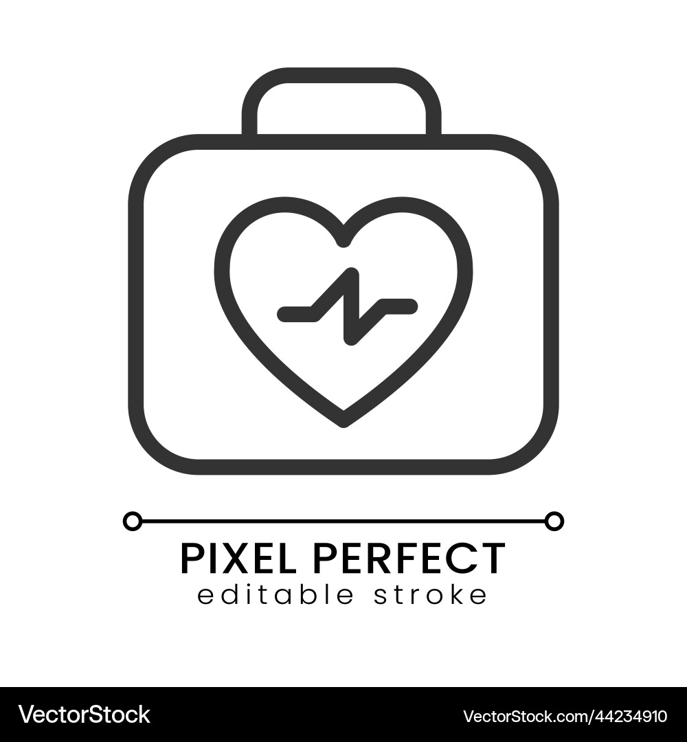 Resuscitation medical kit pixel perfect linear Vector Image