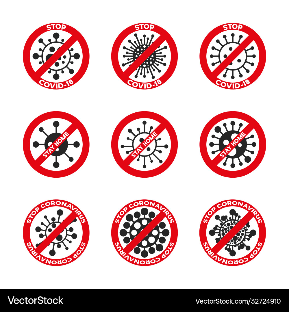 Set coronavirus ncov covid19 - 19 logos Royalty Free Vector