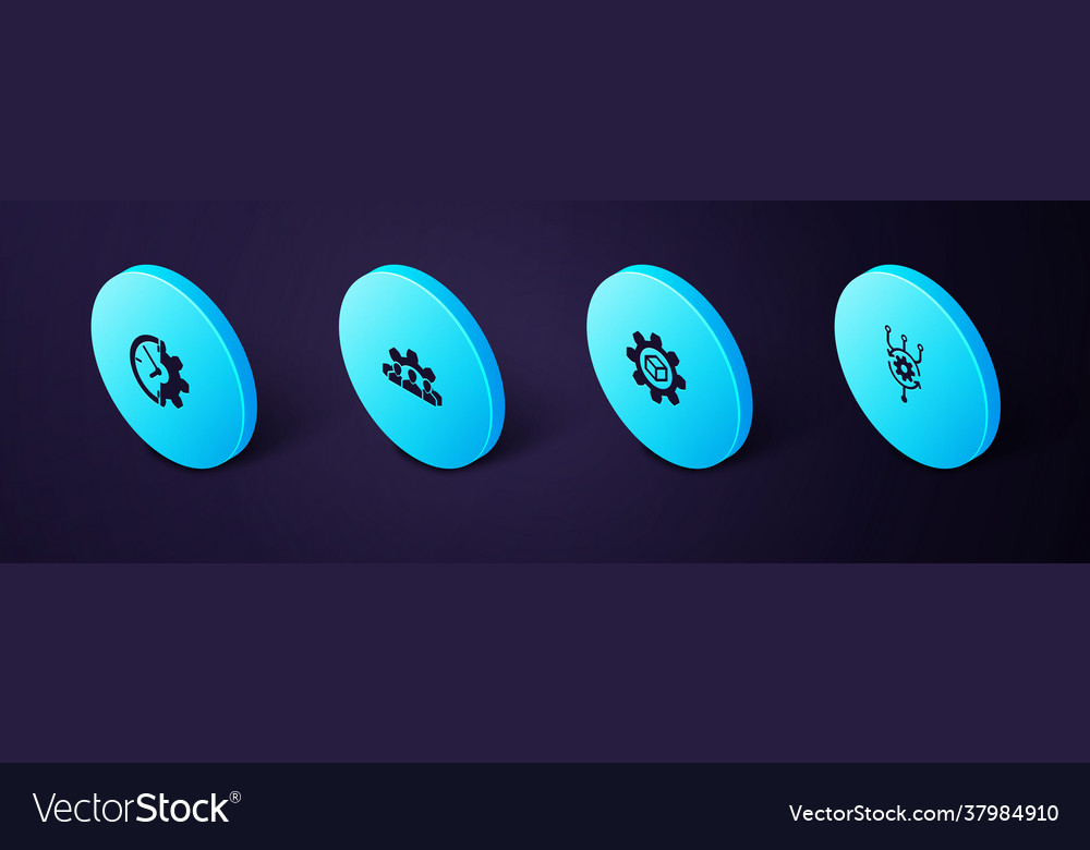 Set isometric algorithm product development Vector Image