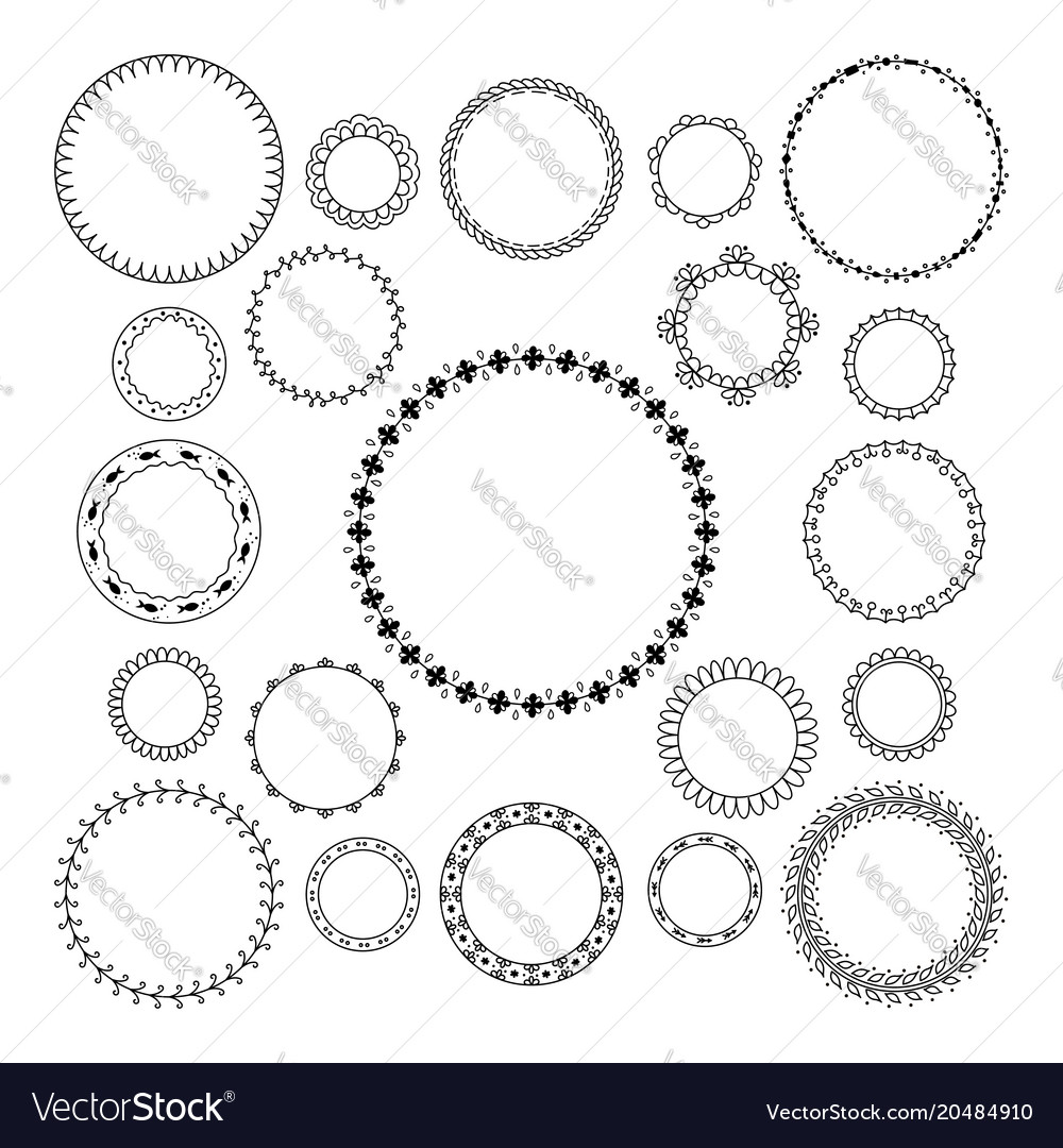 Set round decorative patterns frame Royalty Free Vector