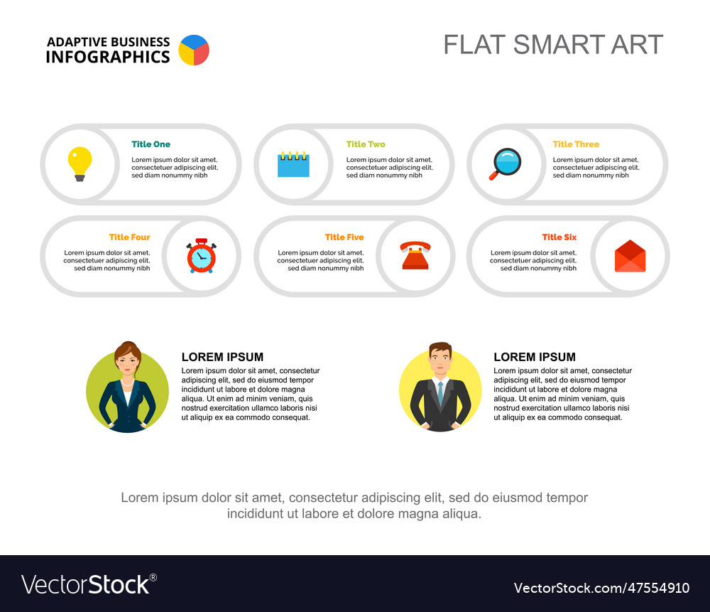 Six ideas process chart template for presentation Vector Image