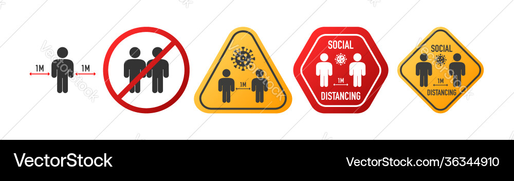 Social distancing keep your distance 1 meter or 6 Vector Image