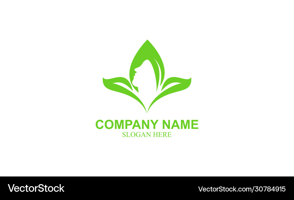 Face leaf woman ecology green leaf logo Royalty Free Vector