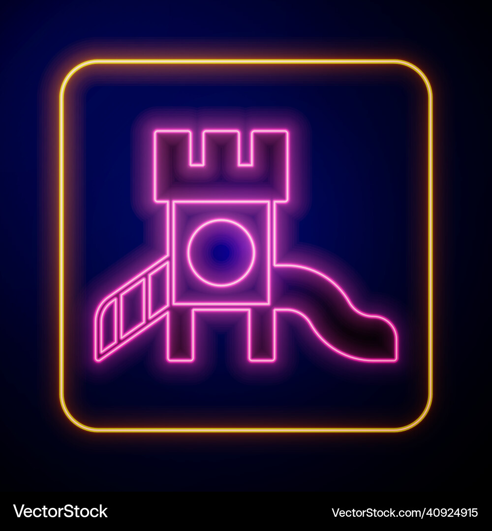 Glowing neon slide playground icon isolated Vector Image