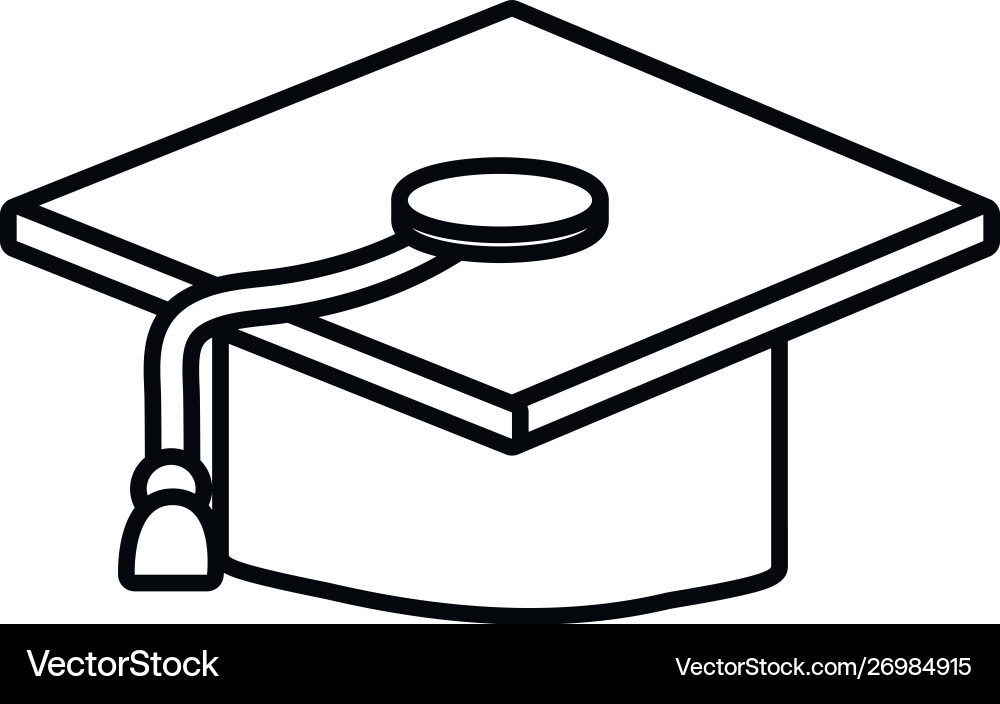 Graduation hat school on white background outline Vector Image