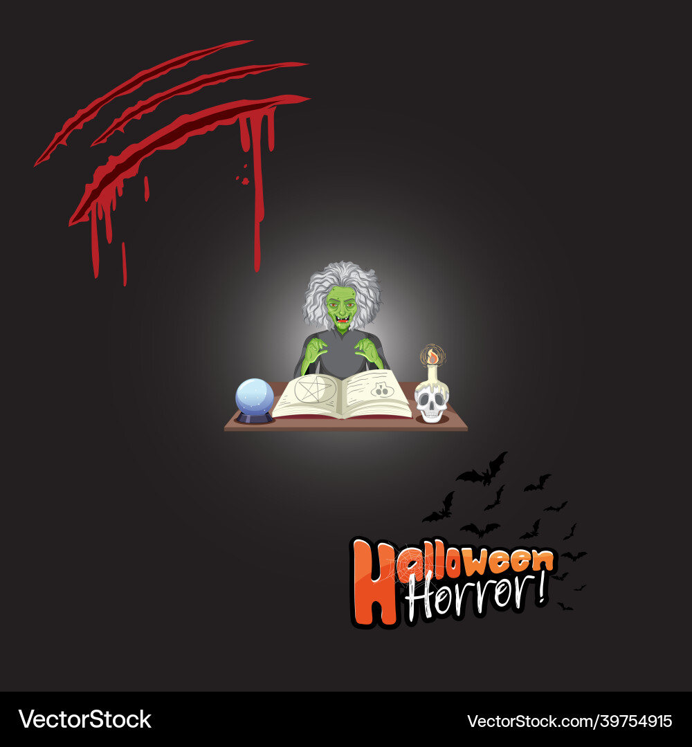 Halloween horror word logo with witch character Vector Image