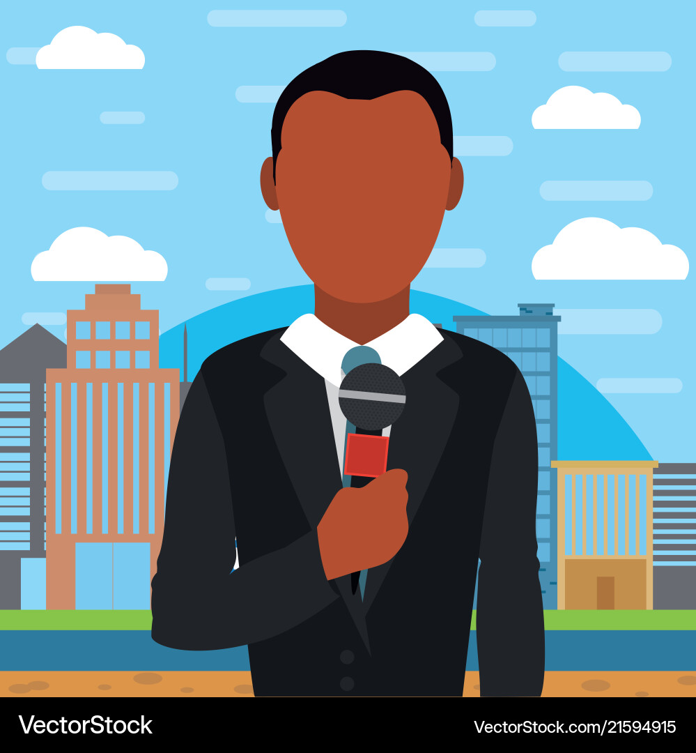 Male journalist reporter Royalty Free Vector Image