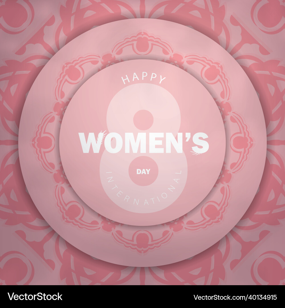Postcard template march 8 pink with winter Vector Image