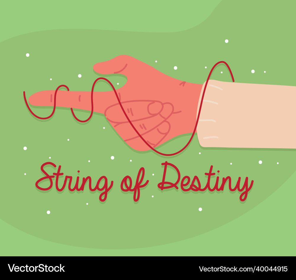Red thread of destiny in finger Royalty Free Vector Image