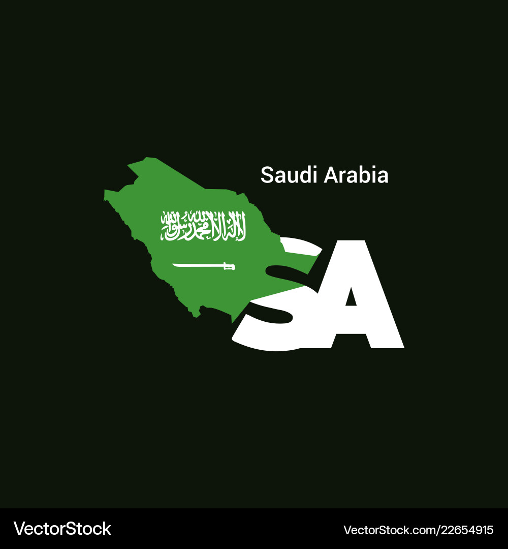 Saudi arabia initial letter country with map Vector Image