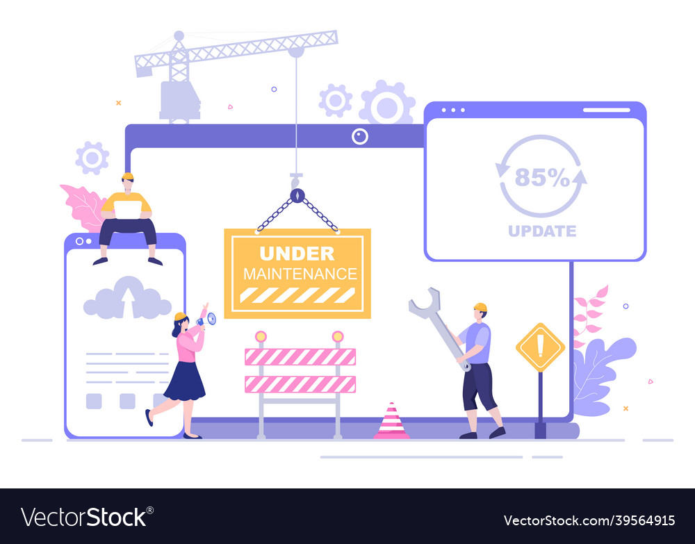 Software system under maintenance error website Vector Image