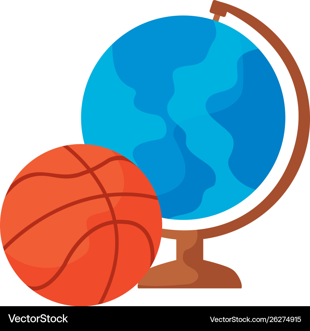 Terrestrial globe with basketball balloon Vector Image