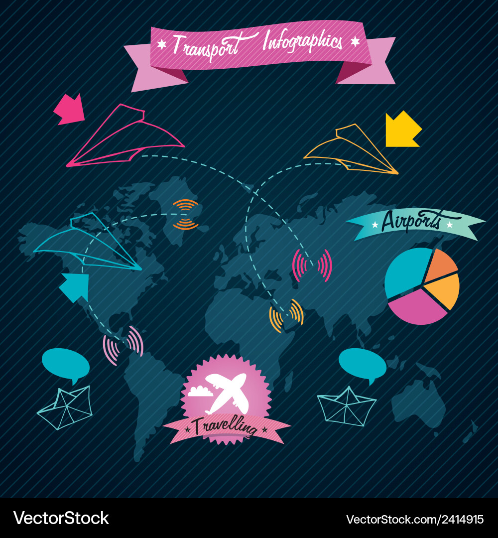 Transport infographics colorful flight information