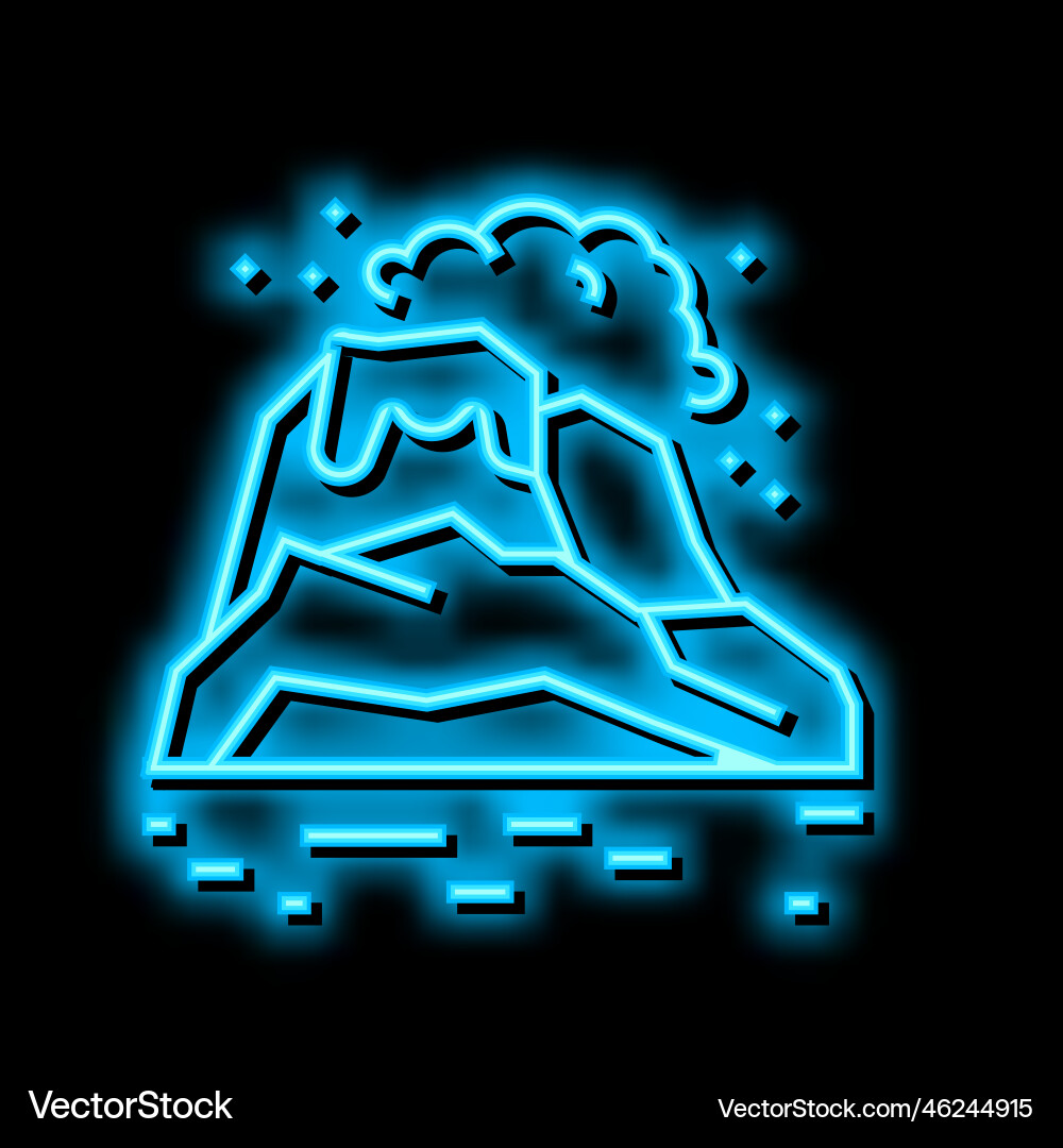 Volcanic earth neon glow icon Royalty Free Vector Image