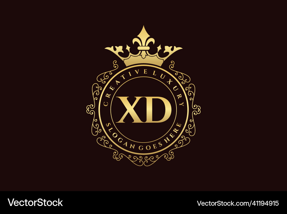 Xd initial letter luxury calligraphic feminine Vector Image