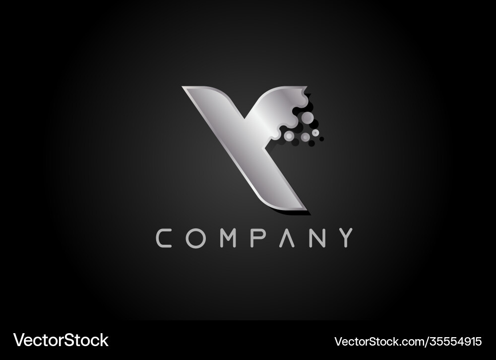 Y metallic grey letter logo icon with bubble Vector Image