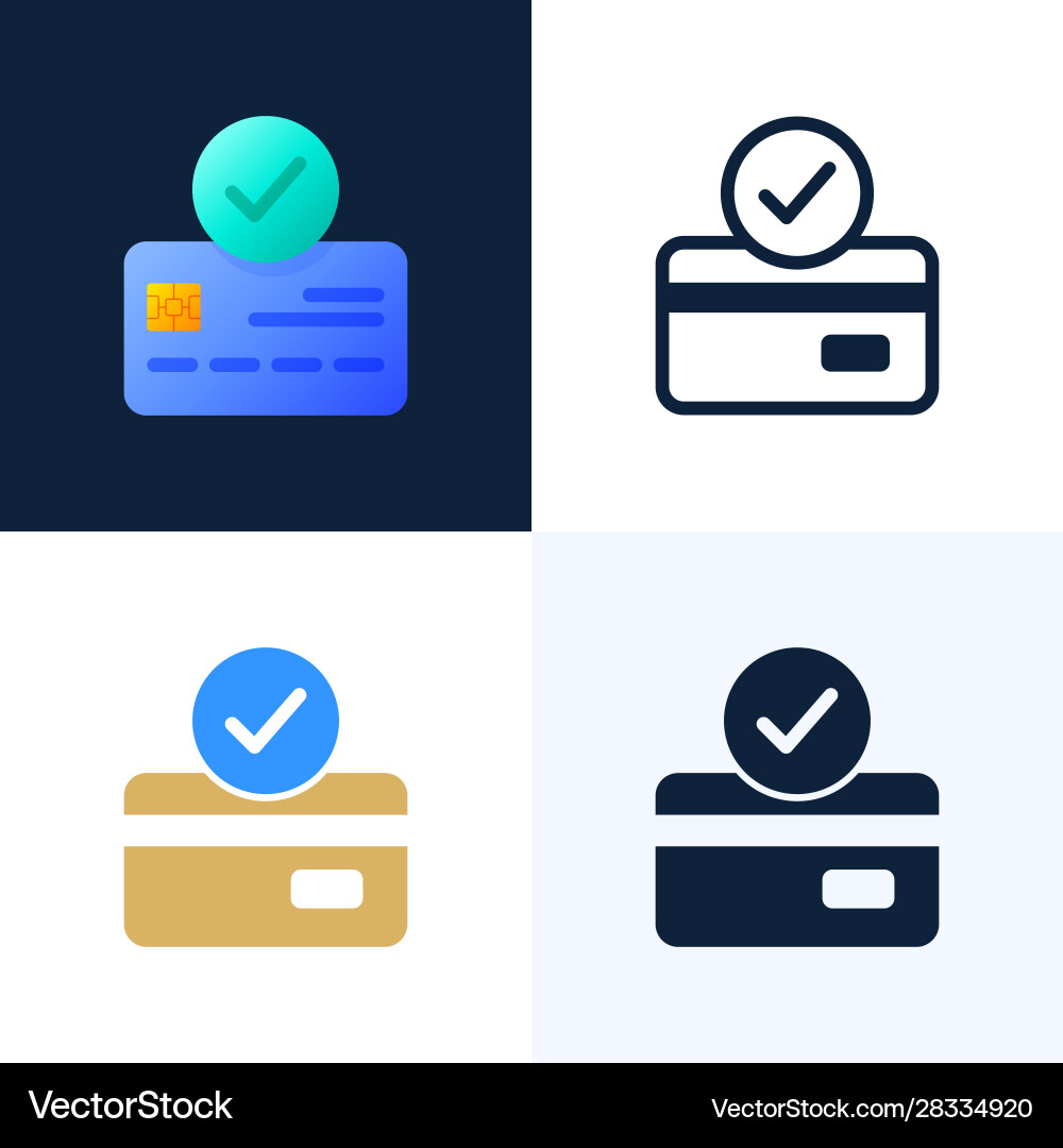 Accepted payment credit card stock icon set Vector Image