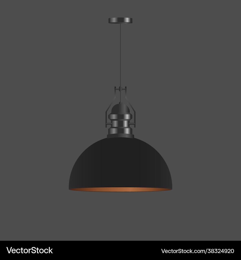 Black pendant lamp realistic loft lamp Royalty Free Vector