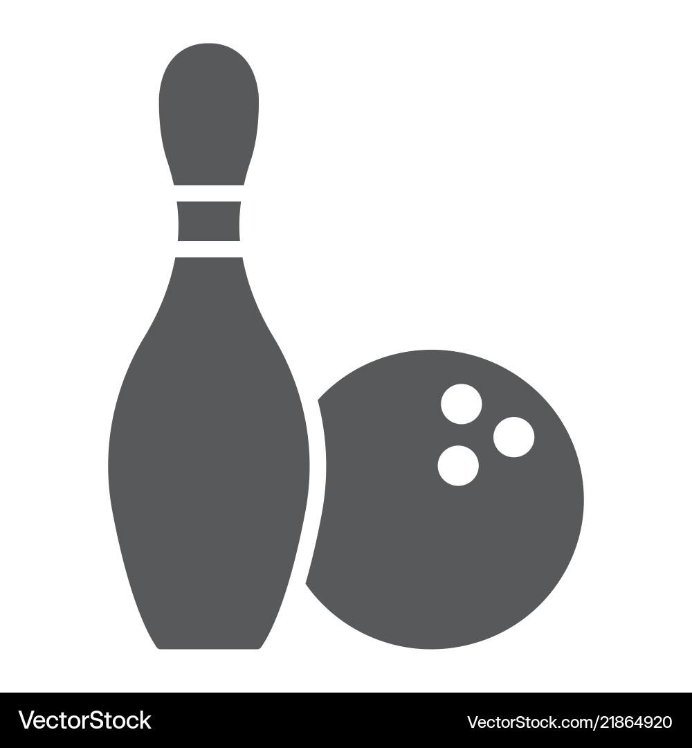 Bowling glyph icon game and sport pins Royalty Free Vector