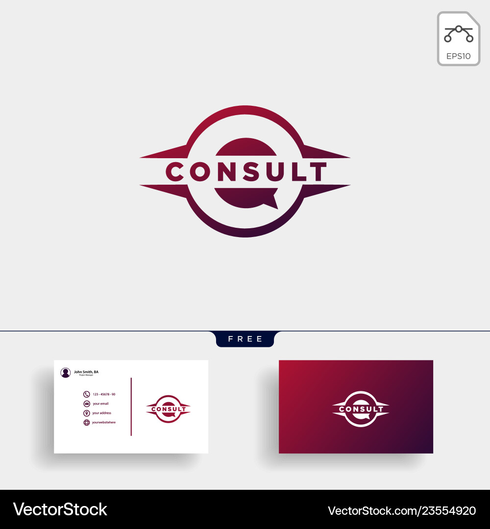Business consult logo template with card Vector Image