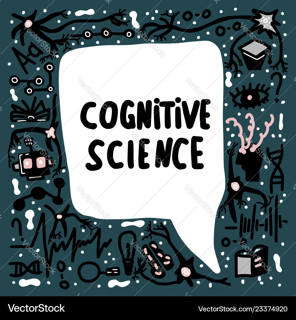 Cognitive science handwritten lettering Royalty Free Vector