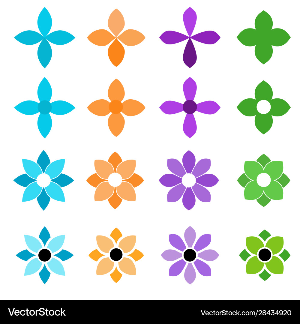 Colorful flower icon set on a white background Vector Image