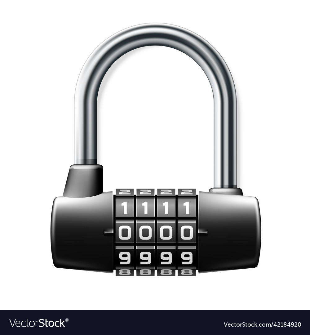 Combination lock school locker room code padlock Vector Image