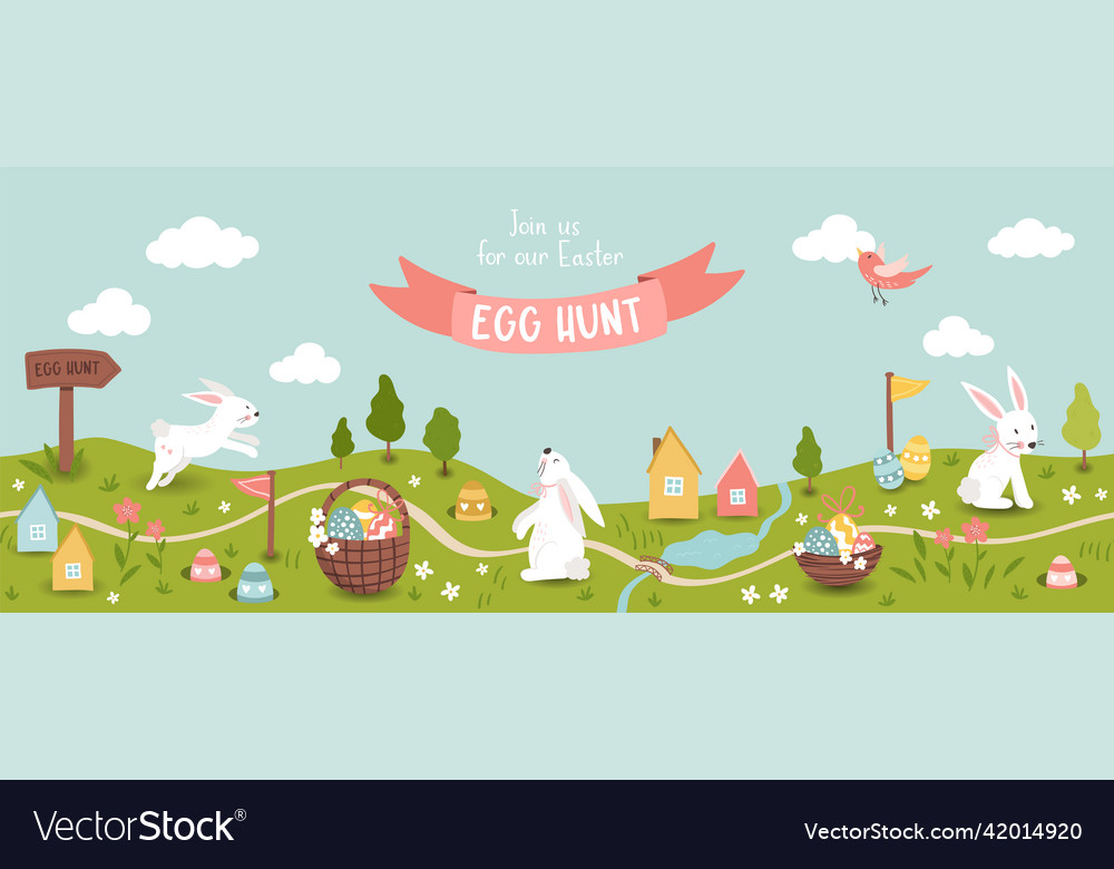 Cute easter egg hunt design for children hand Vector Image