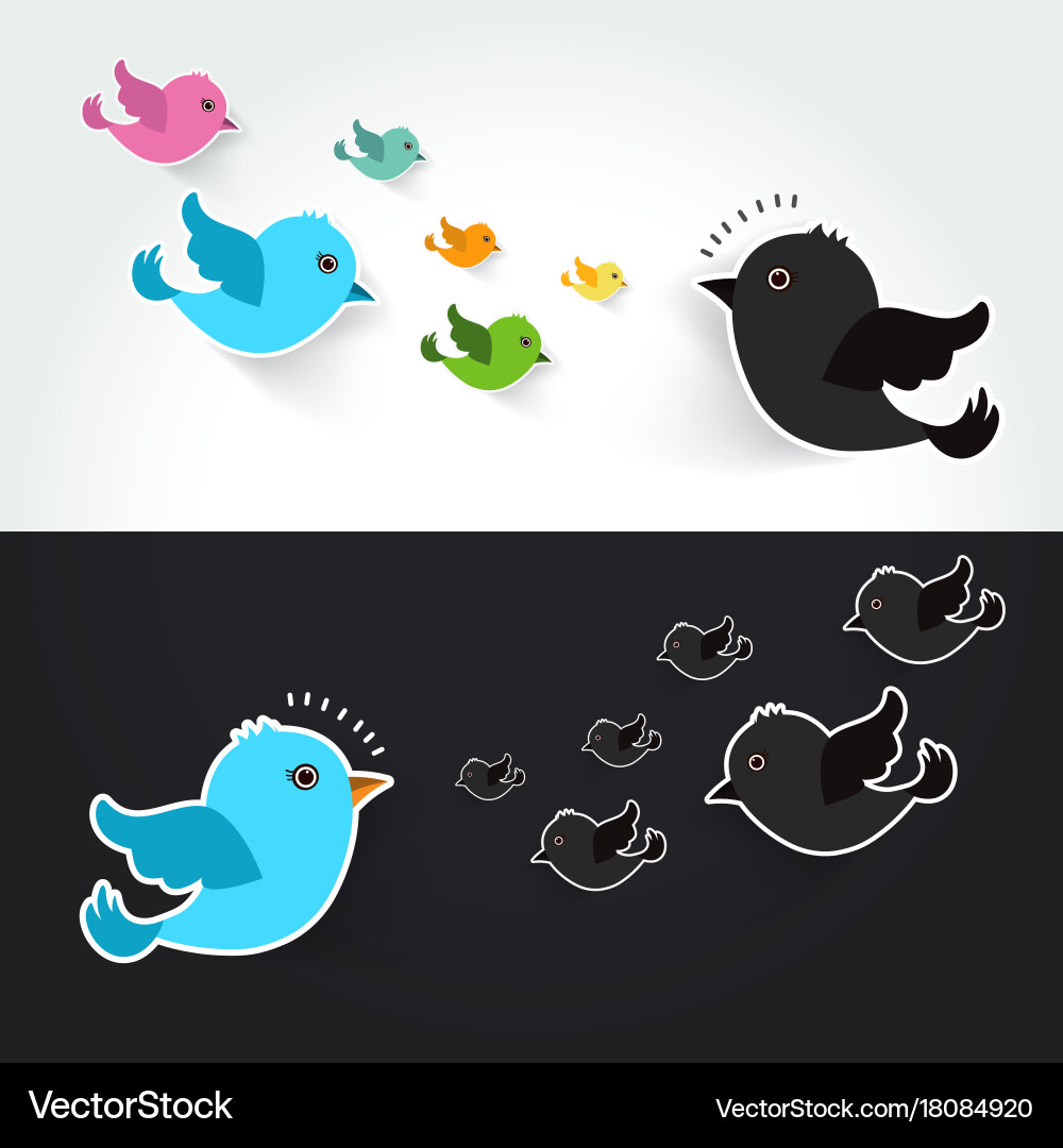 Different set of cute birds flying Royalty Free Vector Image