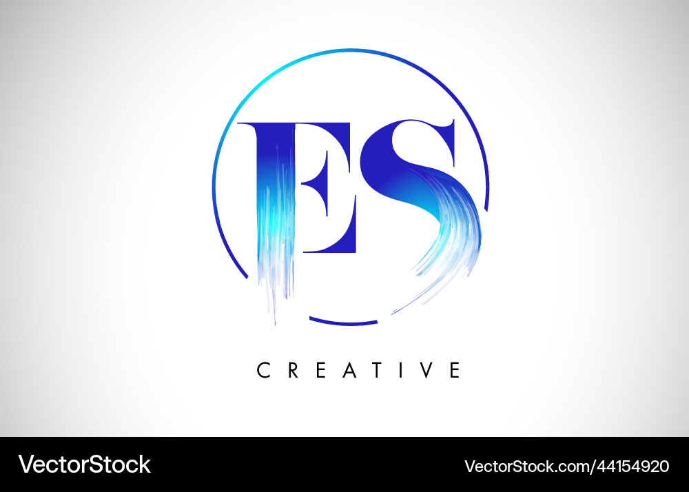Es brush stroke letter logo design blue paint Vector Image