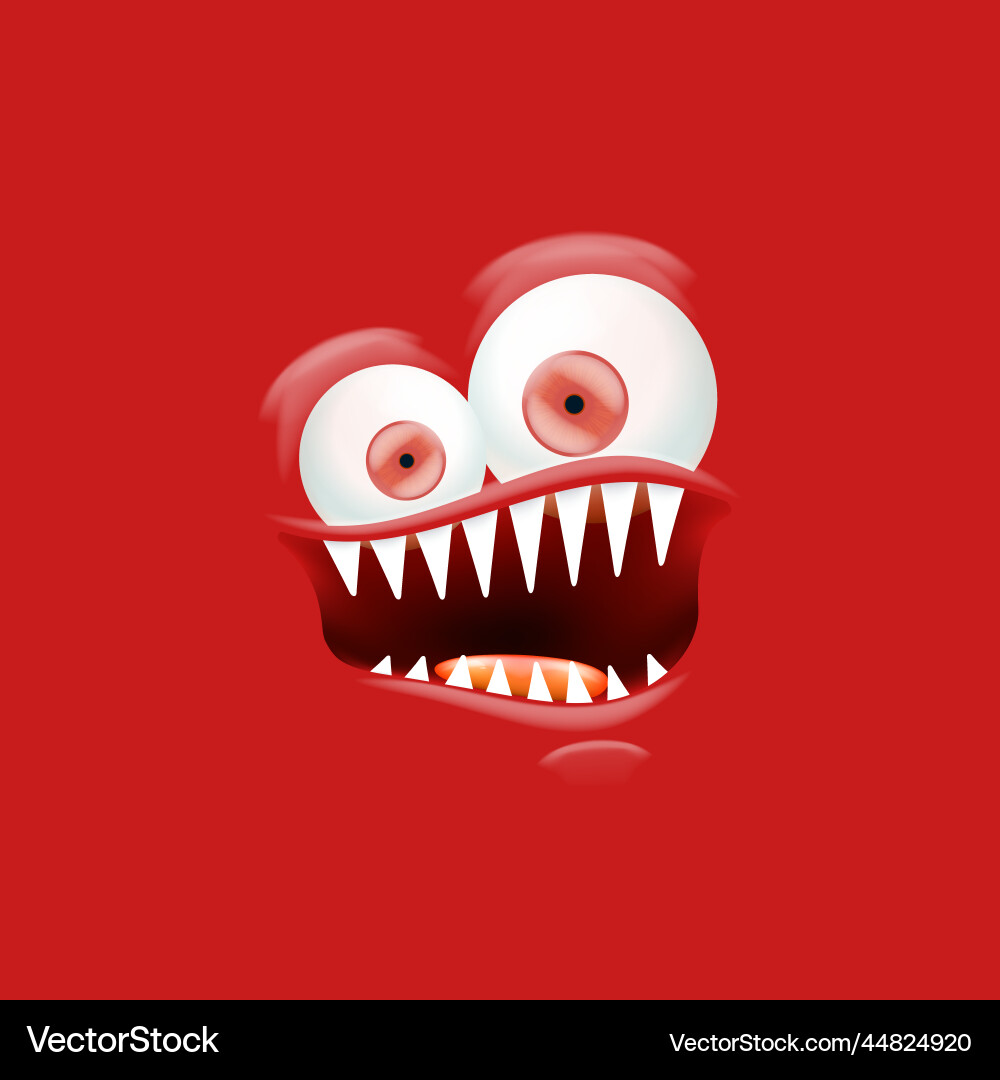 Funny angry red christmas monster face Royalty Free Vector