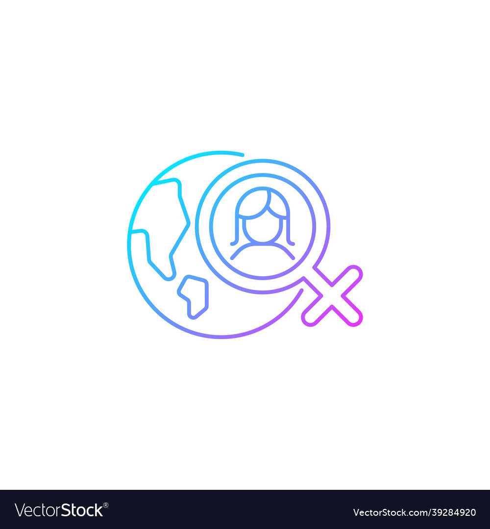 Global Feminism Gradient Linear Icon Royalty Free Vector