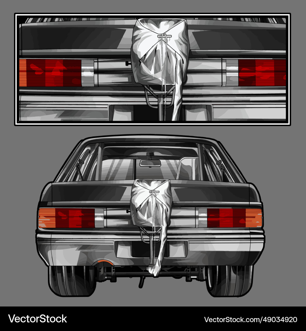 Grey drag racing car with black strip Royalty Free Vector