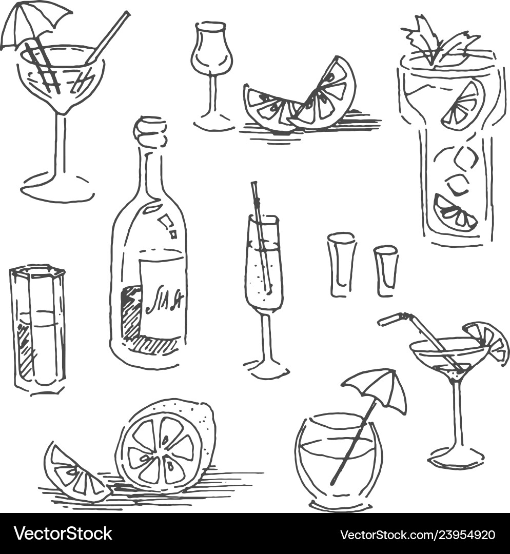 Hand drawn of alcohol bar menu Royalty Free Vector Image