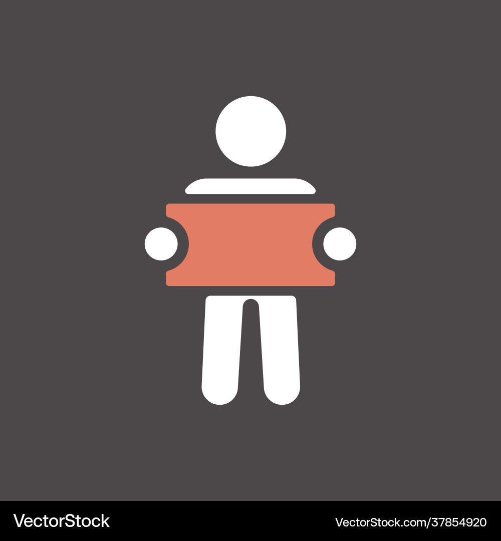 Man standing and holding in hands banner icon Vector Image