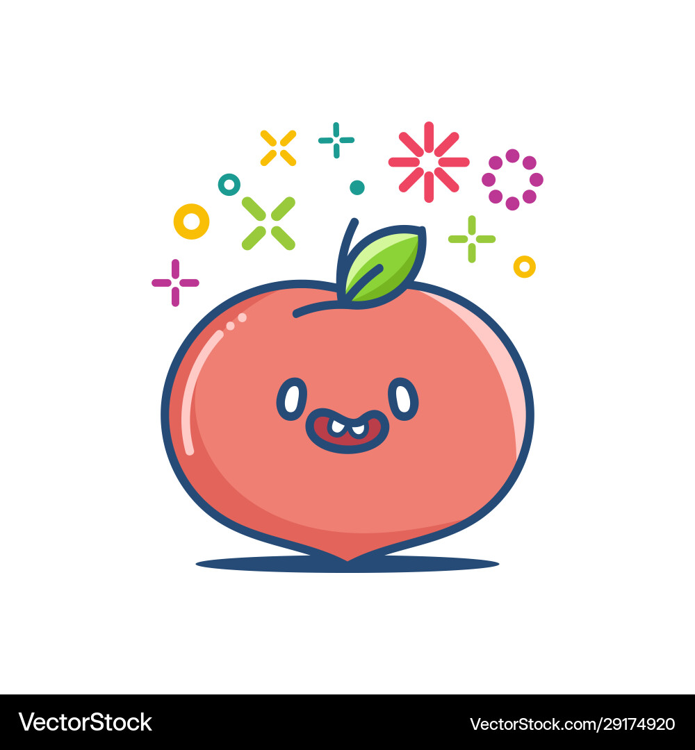 Peach kawaii emoticon cartoon Royalty Free Vector Image