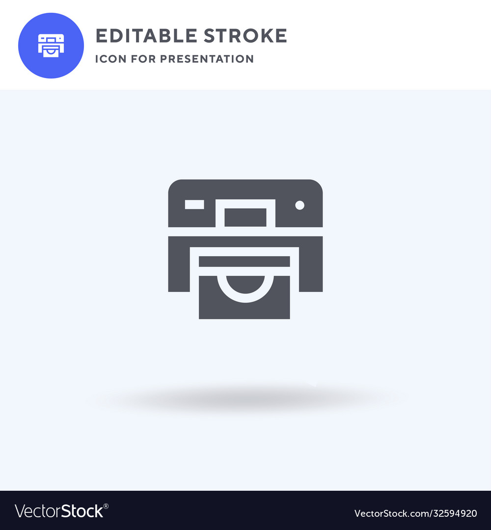 Printer icon filled flat sign solid Royalty Free Vector