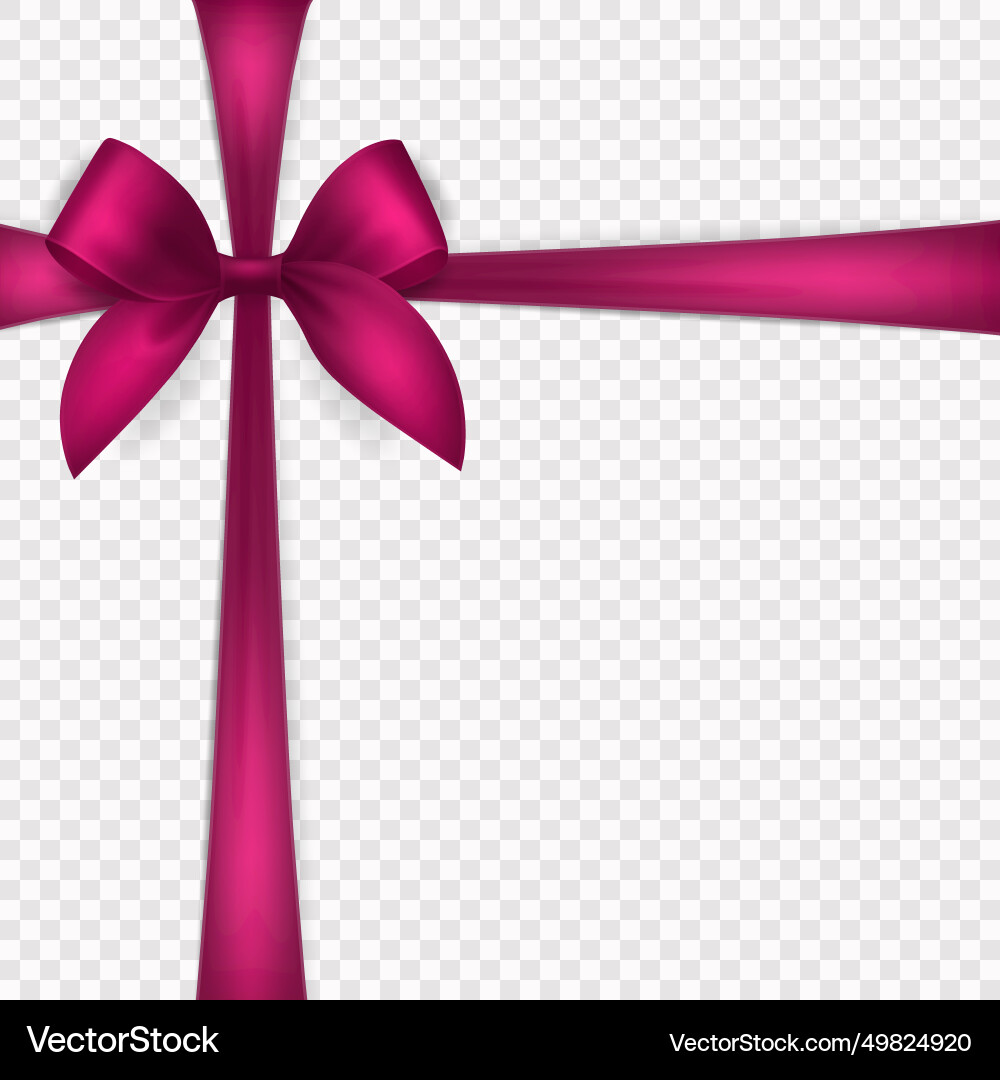 Realistic silk pink gift ribbon satin bow Vector Image