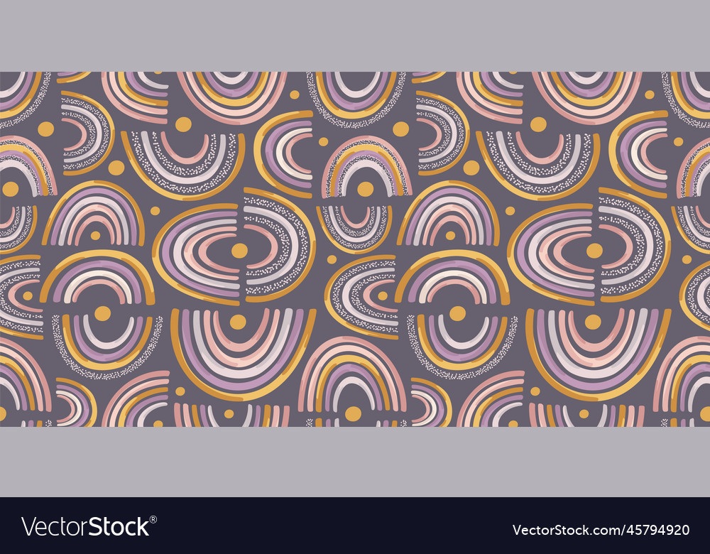 Seamless childish pattern with hand drawn rainbows