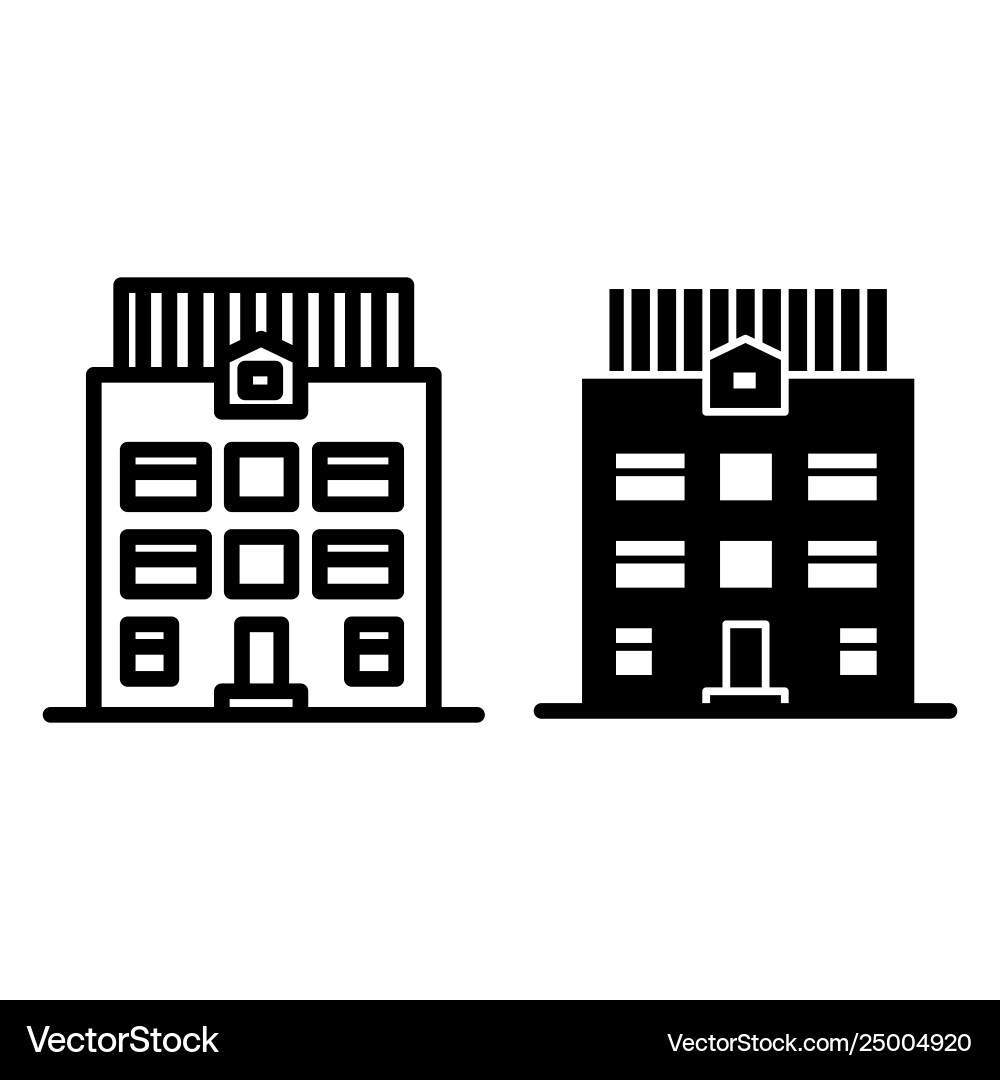 Three-story house line and glyph icon Royalty Free Vector