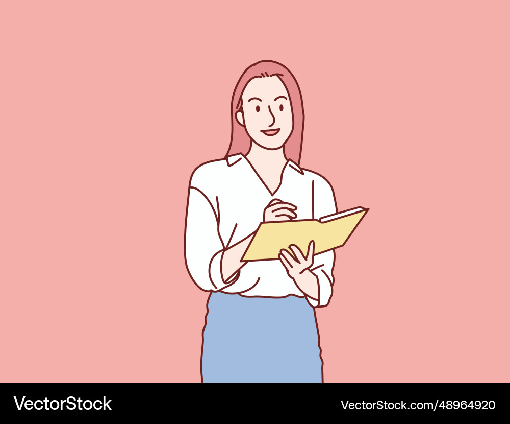 Woman employee office taking notes in copybook Vector Image