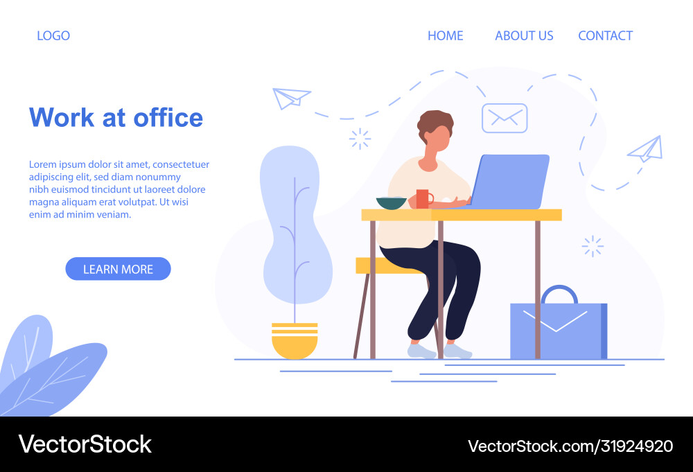 Work at the office concept with businessman Vector Image