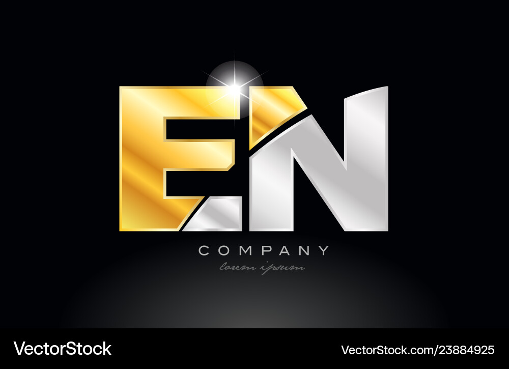 Combination letter en e n alphabet with gold Vector Image