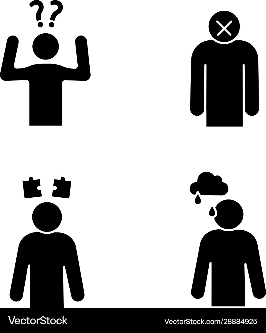 Emotional stress glyph icons set Royalty Free Vector Image