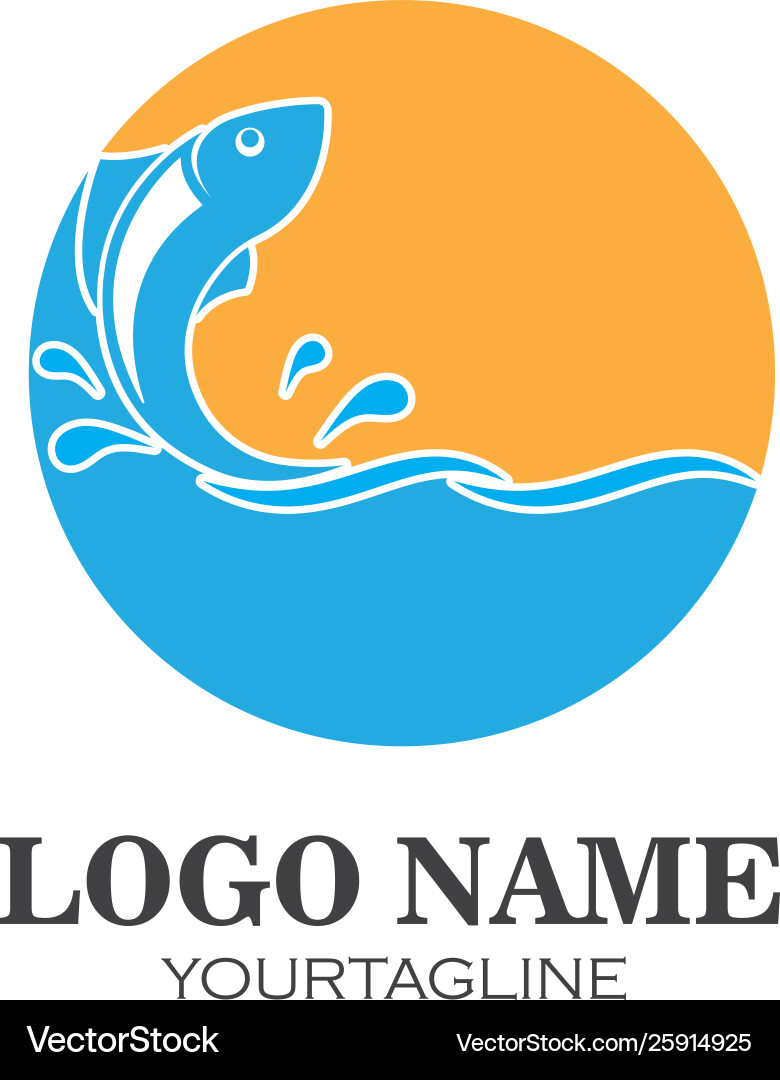 Fish logo template creative symbol fishing Vector Image