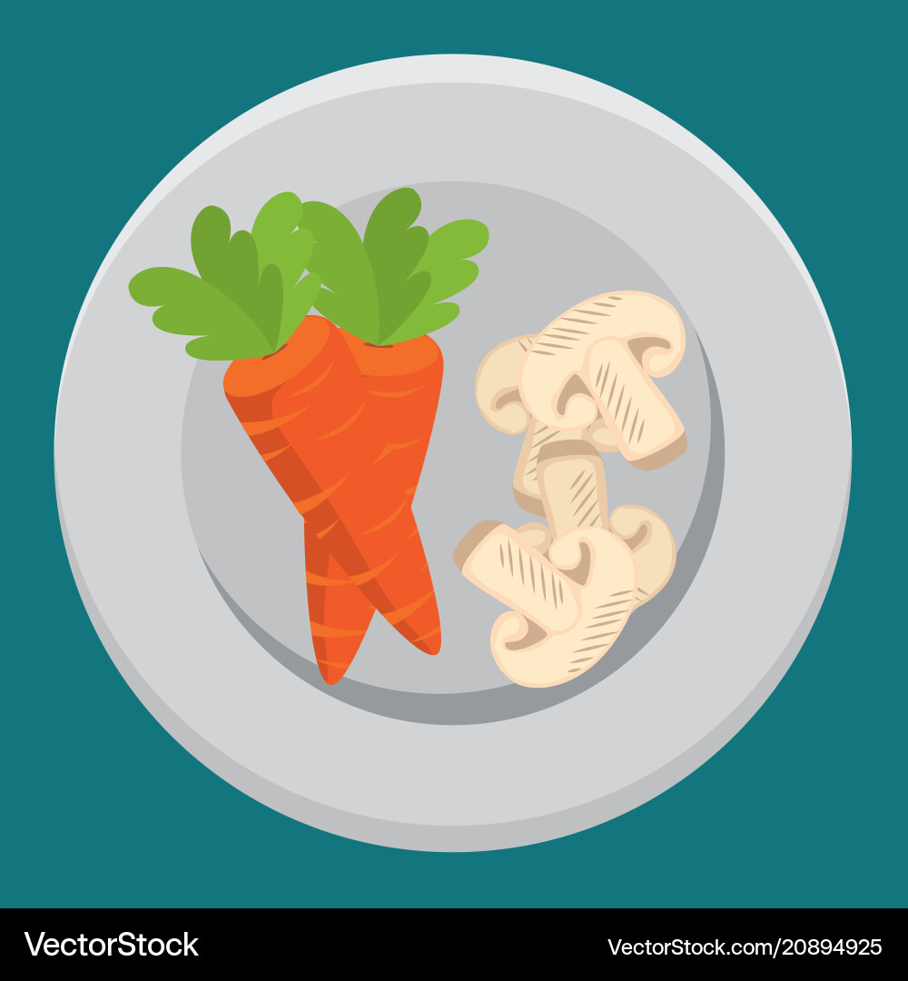 Fresh carrot and mushroom vegetables menu Vector Image