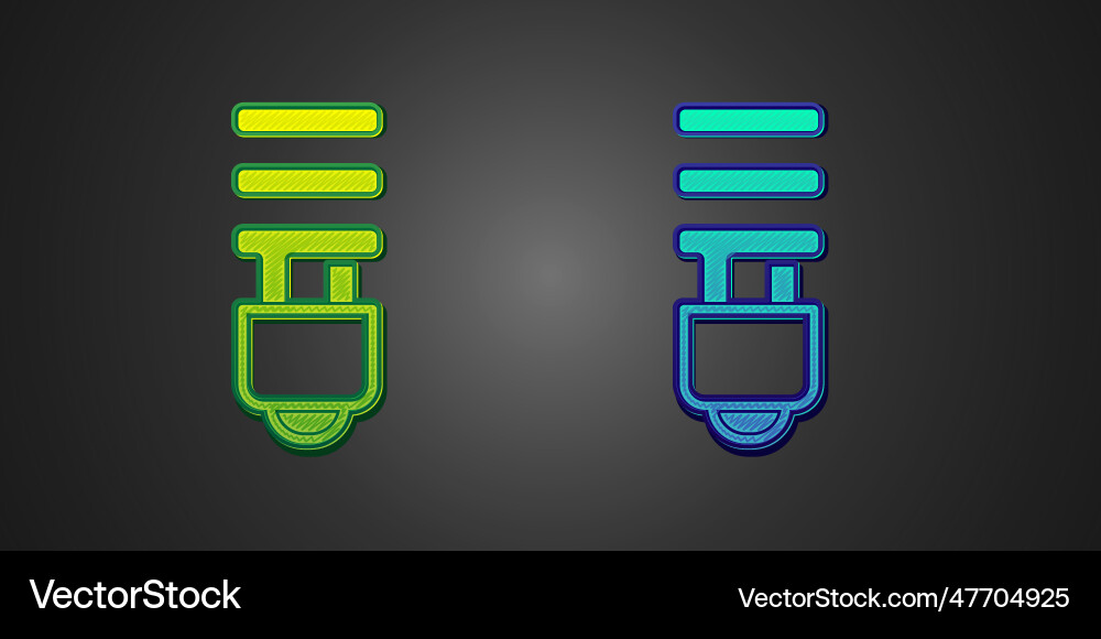 Green and blue led light bulb icon isolated Vector Image