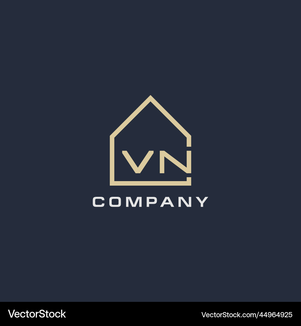 Initial letter vn real estate logo with simple Vector Image